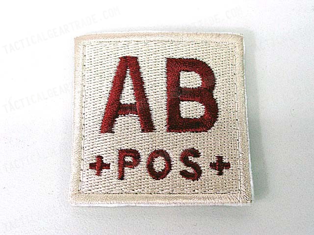 AB POS Blood Type Identification Velcro Patch Tan for $3.14 ...