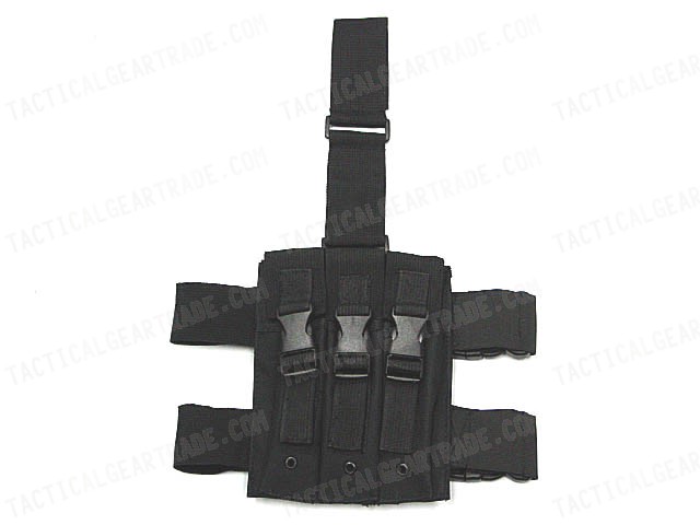 Triple MP5 Magazine Drop Leg Pouch Black for $9.44 Tacticalgeartrade-uk